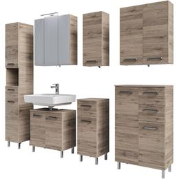 Badm&ouml;bel-Set &raquo;7-teilig, mit Spiegelschrank&laquo; Set, 7 Stk. tlg. braun B/H/T: 188cmcm x 200cmcm x 33cmcm