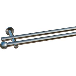 Indeko Gardinenstange &raquo;Colombes&laquo; &Oslash; 20 mm 2 l&auml;ufig-l&auml;ufig Wunschma&szlig;l&auml;nge Komplett-Set inkl. Montagematerial silber Stahl B/L: 260cm &Oslash; 20mm, 1 Stk., 2 
