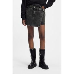Hugo Damen Hugo Jeansrock &raquo;Galaxy&laquo; mit asymmetrischem Bund, Mini-L&auml;nge grau M (38)
