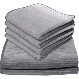 Dyckhoff Handtuch Set &raquo;mit Farbverlauf&laquo; Set 6 Stk. Walkfrottee mit Farbverlauf;4 Handt&uuml;cher (50x100cm), 2 Duscht&uuml;cher (70x140cm) grau Walkfrottee, Obermaterial