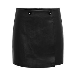 Only Damen Only Lederimitatrock &raquo;ONLASTRIA FAUX LEATHER SHORT SKIRT OTW&laquo; mit Knopf Details, softes Lederimitat schwarz S (36)