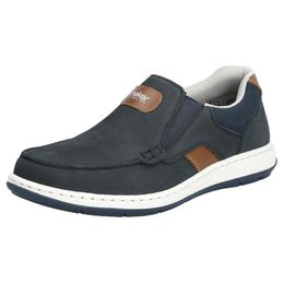 Rieker Herren Slipper Mokassin, Loafer, Komfortschuh mit Gummizug f&uuml;r guten Sitz blau 45