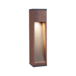 Paulmann Pollerleuchte &raquo;Trabia IP44 eckig 3000K 3,5W 230lm 230V 38&deg; GU10 Holz&laquo; GU10 1 Stk. Warmwei&szlig; braun 1, H: 40cm, 1 Stk.