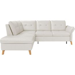 Sit & More sit&more Ecksofa &raquo;G&ouml;teborg&laquo; inkl. Sitztiefenverstellung, wahlweise mit Bettfunktion & Bettkasten wei&szlig; B/H/T: 250cm x 90cm x 226cm, NaturLEDER , 