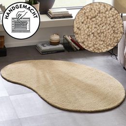 Theko Wollteppich &raquo;Gabbeh Uni, Handgefertigt, meliert, auch als L&auml;ufer erh&auml;ltlich, Wolle&laquo; oval 14 mm H&ouml;he Schlafzimmer, Wohnzimmer, Esszimmer, auch 
