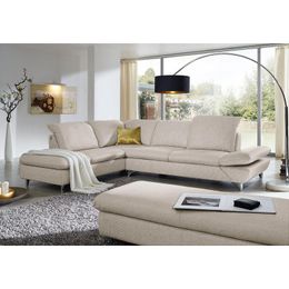 W.Schillig Ecksofa &raquo;Taoo, elegant und zeitlos, bequem, L-Form, Breite 296cm&laquo; mit Sitziefenverstellung & Kopfteilverstellung grau Longlife Xtra-Leder 