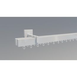 Indeko Gardinenstange &raquo;Bern&laquo; 2 l&auml;ufig-l&auml;ufig Wunschma&szlig;l&auml;nge Innenlauf Komplett-Set inkl. Gleitern und Montagematerial wei&szlig; Aluminium B/L: 270cm, 1 Stk