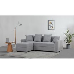 Quelle Ecksofa &raquo;KILLAM, 217 cm, L-Form, mit Schlaffunktion u. Bettkasten&laquo; Schlaffunktion u. Bettkasten, links/rechts, Cord und Webstoff grau 100% Polyester B