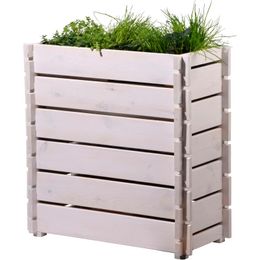Dobar Hochbeet Pflanzkasten mit Pflanzfolie, Stecksystem, Wei&szlig; wei&szlig; Holzwerkstoff B/H/T: 37cm x 79cm x 79cm