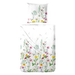Primera Bettw&auml;sche &raquo;Renforce-Bettw&auml;sche Oh my Garden&laquo; 2 Stk. mit zarten Bl&uuml;ten gr&uuml;n Renforc&eacute;, Obermaterial: 100% Baumwolle B/L: 155cm x 220cm, 1 Stk., 1 Stk.,