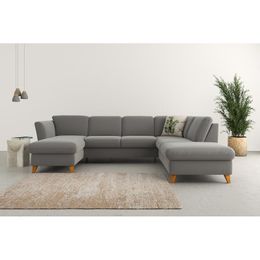 Home Affaire Wohnlandschaft &raquo;Trelleborg U-Form&laquo; Federkern-Polsterung, wahlweise mit Schlaffunktion und Stauraum grau 100% Polyester B/H/T: 307cm x 