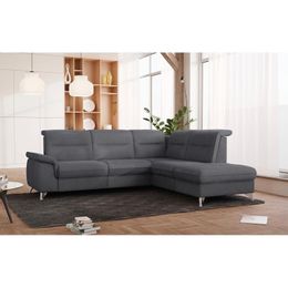 Sit & More sit&more Ecksofa &raquo;Astoria L-Form&laquo; wahlweise mit motorischer Relaxfunktion grau 100% Polyester B/H/T: 256cm x 91cm x 225cm, Flachgewebe, Ottomane 