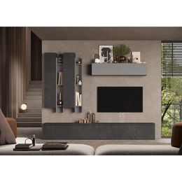 Home Affaire Wohnwand &raquo;Infinity, 7tlg. Breite 276 cm, H&ouml;he variabel, Schrankwand, Anbauwand&laquo; 7 Stk. tlg. grau B/H/T: 276cmcm x 210cmcm x 40cmcm