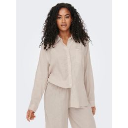 Only Damen Only Longbluse &raquo;ONLTOKYO L/S LINEN BLEND SHIRT&laquo; mit Leinen beige M