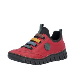 Rieker Damen Slip-On Sneaker Slipper, Schlupfschuh, Halbschuh mit elastischem Einstieg rot 43