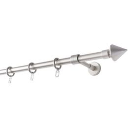 Garesa Gardinenstange &raquo;BASE&laquo; &Oslash; 20 mm 1 l&auml;ufig-l&auml;ufig Wunschma&szlig;l&auml;nge Vorhanggarnitur, Kunststoff, verl&auml;ngerbar, Spitze, mit Ringe silber Kunststoff, 