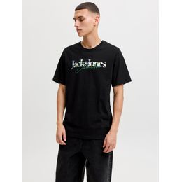 Jack & Jones JACK & JONES Herren Rundhalsshirt "JJTOM TEE SS CREW NECK SN", schwarz, Gr. XL, bedruckt, Jersey, Obermaterial: 100% Baumwolle, Shirts, Baumwolle,