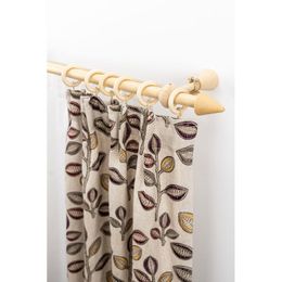 Garesa Gardinenstange &raquo;Evi&laquo; 2 l&auml;ufig-l&auml;ufig Wunschma&szlig;l&auml;nge Vorhanggarnitur Holz, verl&auml;ngerbar, Wandmont.,mit Ringe/2 Lauf Gleiter beige Holzwerkstoff 