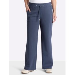 sheego Damen Jerseyhose, blau, Gr. 56, unifarben, 66% Baumwolle, 30% Polyamid, 4% Elasthan, Hosen