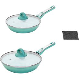 Genius Pfannen-Set &raquo;Cerafit Revolution &Oslash; 24 cm 28 cm&laquo; Keramik Set, 6 Stk. tlg. inkl. Glasdeckel und 2x Clia Genie Schwamm gr&uuml;n Einheitsgr&ouml;&szlig;e