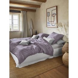 Irisette Bettw&auml;sche &raquo;Premium Satin Bettw&auml;sche Paris&laquo; 2 hochwertige Uni Premium Bettw&auml;sche mit Rei&szlig;verschluss, 100% Baumwolle lila Mako-Satin, Obermaterial: 100