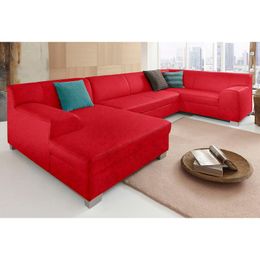 DOMO collection Wohnlandschaft &raquo;Amando in vielen Bezugsvarianten, auch in Leder, komfortabel, U-Form&laquo; wahlweise mit Bettfunktion, fester Sitzkomfort, 
