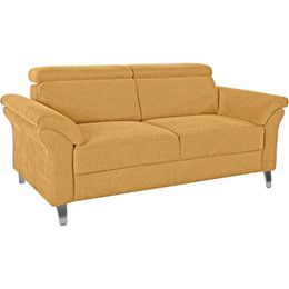 Sit & More sit&more 2,5-Sitzer &raquo;Arngast&laquo; inklusive Federkern und Kopfteilverstellung gelb B/H/T: 186cm x 84cm x 93cm, Luxus-Microfaser, R&uuml;ckseitemit Stoff 