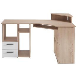 VOGL M&ouml;belfabrik Schreibtisch &raquo;Sam&laquo; Eckschreibtisch, Tastaturauszug, Monitoraufsatz & opt. Towerfach braun B/H/T: 137cm x 87cm x 73cm,mit Towerfach