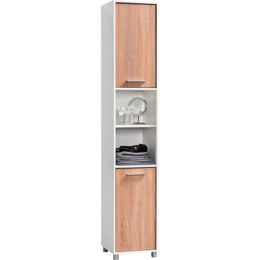 Procontour Hochschrank &raquo;Betty&laquo; Breite 35 cm mit 6 F&auml;cher wei&szlig; Holzwerkstoff wei&szlig;, B/H/T: 35cm x 192cm x 34cm, T&uuml;ren: 2 Stk.