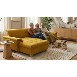 OTTO home Ecksofa &raquo;Egedal 279 x 162 cm, auch mit Schlaffunktion & Bettkasten, Holzf&uuml;&szlig;e&laquo; L-Form, aus haustierfreundlichem Pet Friendly Cord gelb 90% 