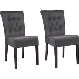 Home Affaire Esszimmerstuhl &raquo;Queen&laquo; (Set) 2 Stk.Polsterstuhl mit Knopfheftung, 2er, 4er oder 6er Set grau Polyester B/H/T: 46cm x 93cm x 64cm, 2 Stk.,