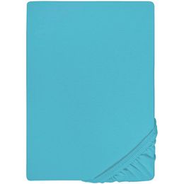 Biberna Spannbettlaken &raquo;THEA Baumwoll-Jersey mit Elasthan, 160 g/m&sup2;&laquo; Bettlaken f&uuml;r Matratzen bis 25 cm H&ouml;he, pflegeleicht, b&uuml;gelfrei blau Jersey-Elasthan, 
