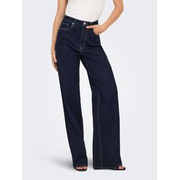 Only Damen High-waist-Jeans "ONLJUICY-WAUW HW WIDE DNM GUA334 NOOS", blau, Gr. M, unifarben, Denim/Jeans, Obermaterial: 64% Baumwolle, 31% Polyester,