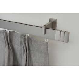 Garesa Gardinenstange &raquo;FLAT&laquo; 1 l&auml;ufig-l&auml;ufig Wunschma&szlig;l&auml;nge Rechteckprofil, Wandmontage, perfekter Lauf, modern, verl&auml;ngerbar silber Aluminium B/L: 