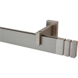 Garesa Gardinenstange &raquo;FLAT&laquo; 1 l&auml;ufig-l&auml;ufig Wunschma&szlig;l&auml;nge Rechteckprofil, Wandmontage, perfekter Lauf, modern, verl&auml;ngerbar silber Aluminium B/L: 