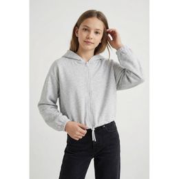 Tom Tailor Kinder Tom Tailor Sweatjacke &raquo;Full Zip&laquo; mit Kordelzug in kurzer Form grau 152
