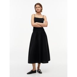 Tommy Jeans Damen Tr&auml;gerkleid &raquo;TJW SMOCK FABRIC MIX MAXI DRESS&laquo; Baumwolle, gesmoktes Oberteil, schmale Tr&auml;ger schwarz L (42/44), N-Gr