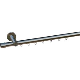 Indeko Gardinenstange &raquo;Consul&laquo; &Oslash; 20 mm 1 l&auml;ufig-l&auml;ufig Wunschma&szlig;l&auml;nge Innenlauf Komplett-Set inkl. Gleitern und Montagematerial silber Aluminium B/L: 