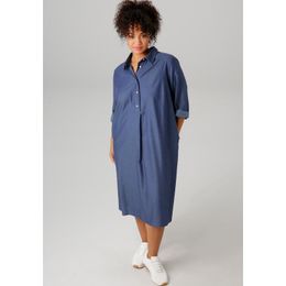 Aniston Plus Damen Aniston PLUS Jeanskleid mit Hemdkragen blau 48, N-Gr