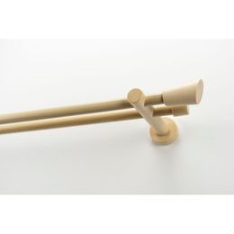 Garesa Gardinenstange &raquo;MOLIS&laquo; &Oslash; 20 mm 2 l&auml;ufig-l&auml;ufig Wunschma&szlig;l&auml;nge Vorhanggarnitur, verl&auml;ngerbar, Wandmontage, Keil, ohne Ringe beige Holzwerkstoff,