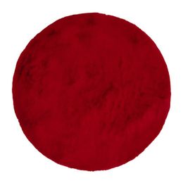 OCI DIE TEPPICHMARKE Hochflor-Teppich &raquo;ROCKY SOFT, Fell Haptik&laquo; rund 35 mm H&ouml;he Kunstfell, weich, kuschelig, maschinell gewebt, Kaninchen Haptik rot 