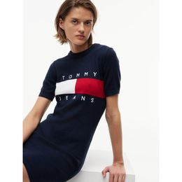 Tommy Jeans Damen Sweatkleid &raquo;TJW FLAG SS SWEATER DRESS&laquo; Baumwolle blau M (40), N-Gr