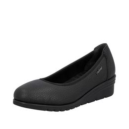 Rieker Damen Keilpumps Ballerina, Schlupfschuh, Slipper mit leichter Struktur im Obermaterial schwarz 42