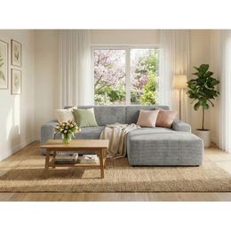 Trendmanufaktur Ecksofa &raquo;Wien, wahlweise mit Sitzvorschub und Bettkasten, Breite 246 cm&laquo; L-Form, in trendigem Cordstoff grau 92%Polyester, 8%Polyamide