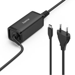 Hama Notebook-Netzteil &raquo;Laptop-Ladekabel 5-20V/65W, Universal, USB-C, GaN, Power Delivery&laquo; schwarz Ideal f&uuml;r Reisen dank Klett‐Kabelbinder und 100&ndash;240V‐