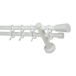 Garesa Gardinenstange &raquo;CLASSICO MOLIS&laquo; 2 l&auml;ufig-l&auml;ufig Wunschma&szlig;l&auml;nge Vorhanggarnitur, verl&auml;ngerbar, Wandmontage, Keil, mit Ringe und Haken wei&szlig; B/L: 