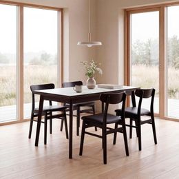 Esstisch &raquo;Esstisch Basic Single &ndash; ausziehbar, d&auml;nisches Design, robust&laquo; 120(220)x80 cm, Melamin / Massivholz, stabiler d&auml;nische Design Tisch schwarz-