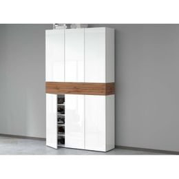 Home Affaire Schuhschrank &raquo;Savona&laquo; H&ouml;he 200cm, 12 Einlegeb&ouml;den, 21 F&auml;cher wei&szlig; Holzwerkstoff wei&szlig;/oak wotan, B/H/T: 114cm x 200cm x 35cm, T&uuml;ren: 6 Stk