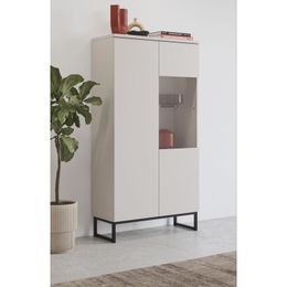 OTTO home Vitrine &raquo;Modo II, Breite 80 cm, moderner griffloser Vitrineschrank&laquo; Vitrine viel Stauraum, Einlegeb&ouml;den verstellbar, Glast&uuml;r, Metallkufen 