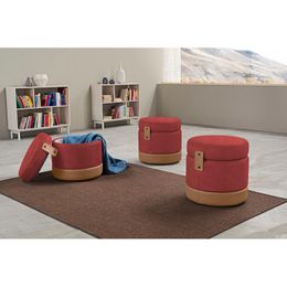 Egoitaliano Hocker &raquo;Tonder, Designhocker als Blickfang mit tollen Details, B/T 50/50cm&laquo; inkl. praktischem Stauraum als funktionale Stauraumm&ouml;glichkeit rot Luxus-